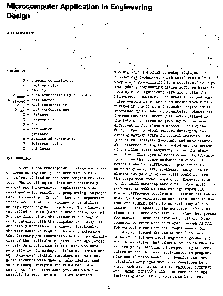 MICROCOMPUTER APPLICATION IN ENGINEERING DESIGN